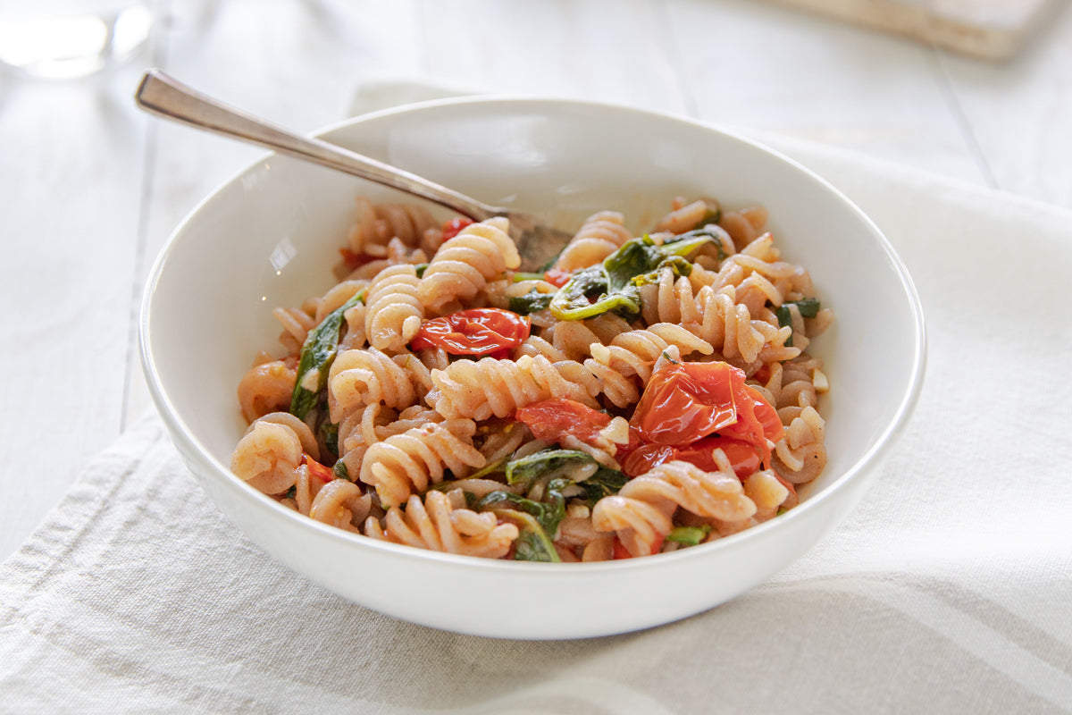 Garlicky Broccoli Rabe Pasta with Cherry Tomatoes – Jovial Foods, Inc