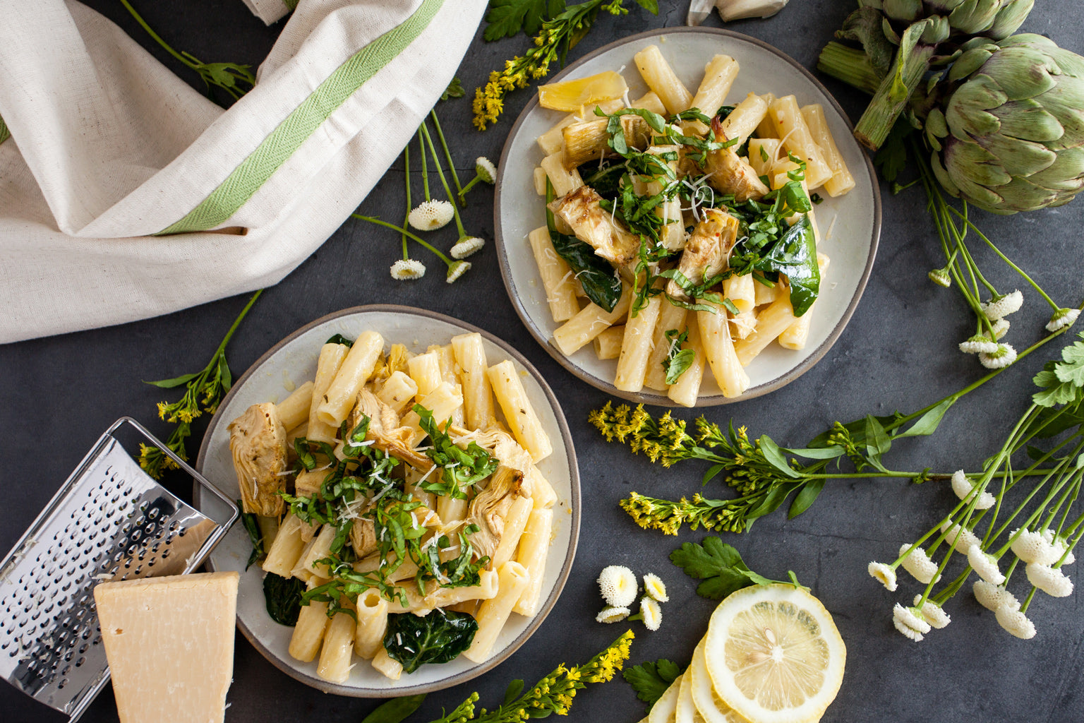 Lemon Basil Rigatoni with Roasted Artichokes – Jovial Foods, Inc
