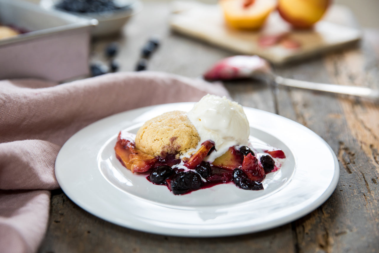 Einkorn Peach & Blueberry Cobbler – Jovial Foods, Inc